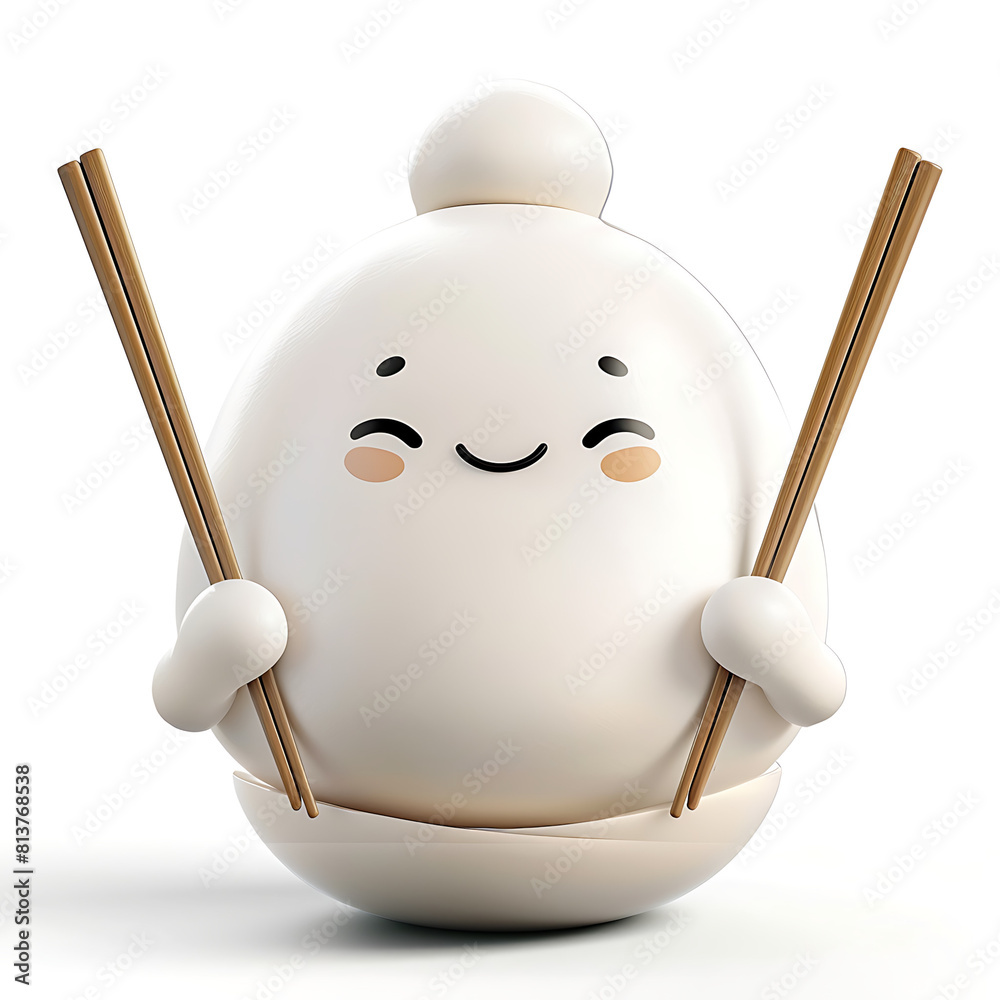 Cute Baozi character. have hands, hand holding chopsticks, Simple ...