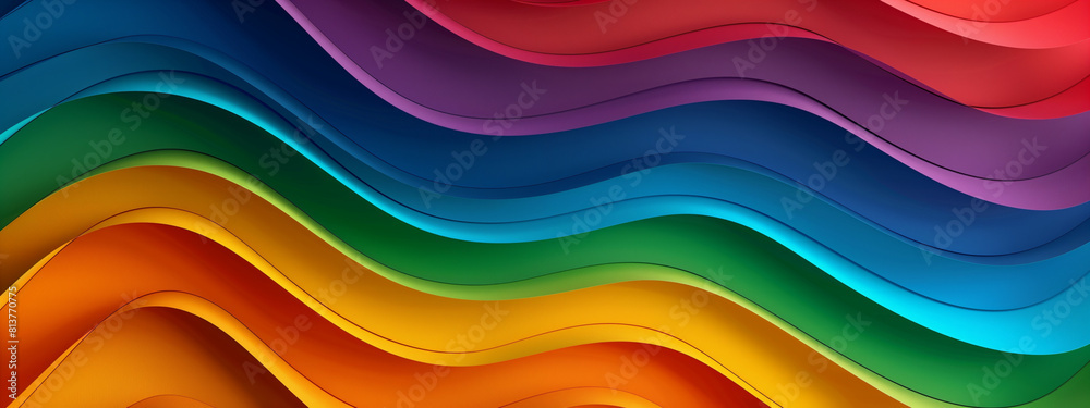 Rainbow waves of colors, in the form of a dynamic texture made of paper ...