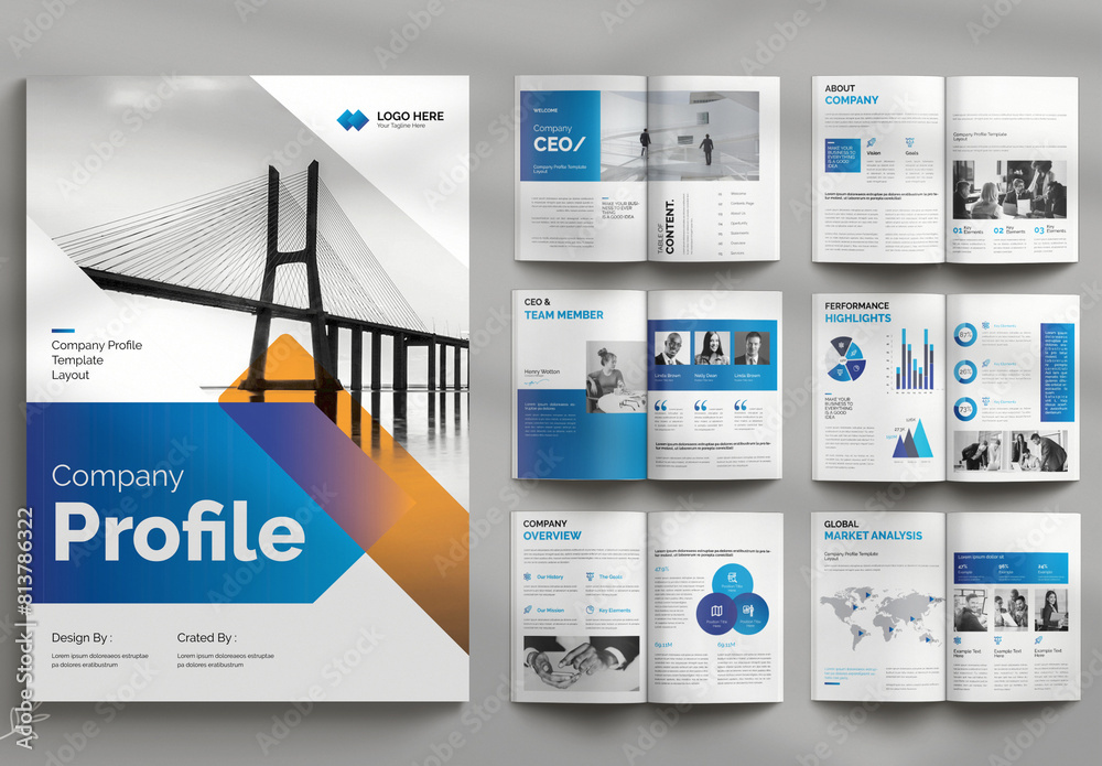 Gradient Company Profile Layout Stock Template | Adobe Stock