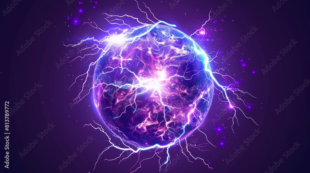 An electric lightning bolt circle with a modern explosion effect ...
