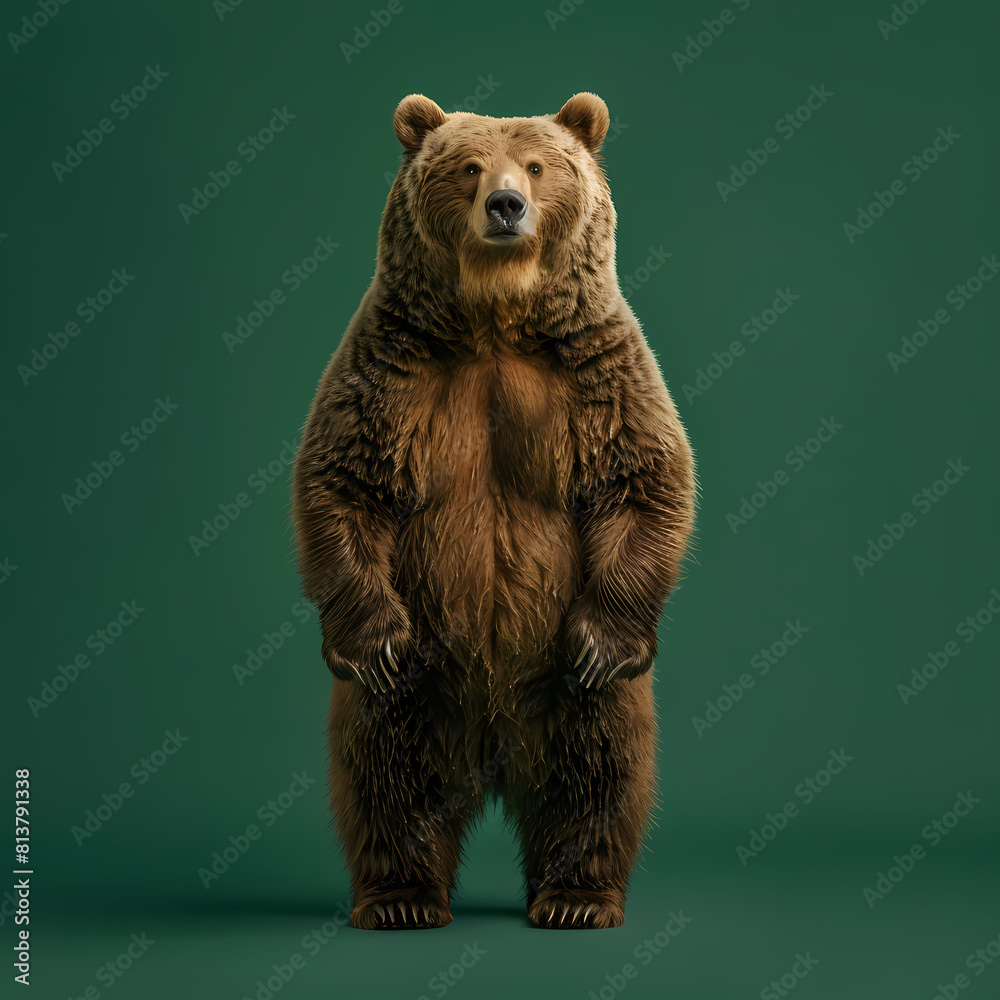 Full body of bear on solid green screen background, fashion photography ...