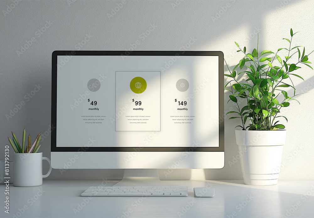 Computer Screen Mockup With White Background and Generative ai Stock ...
