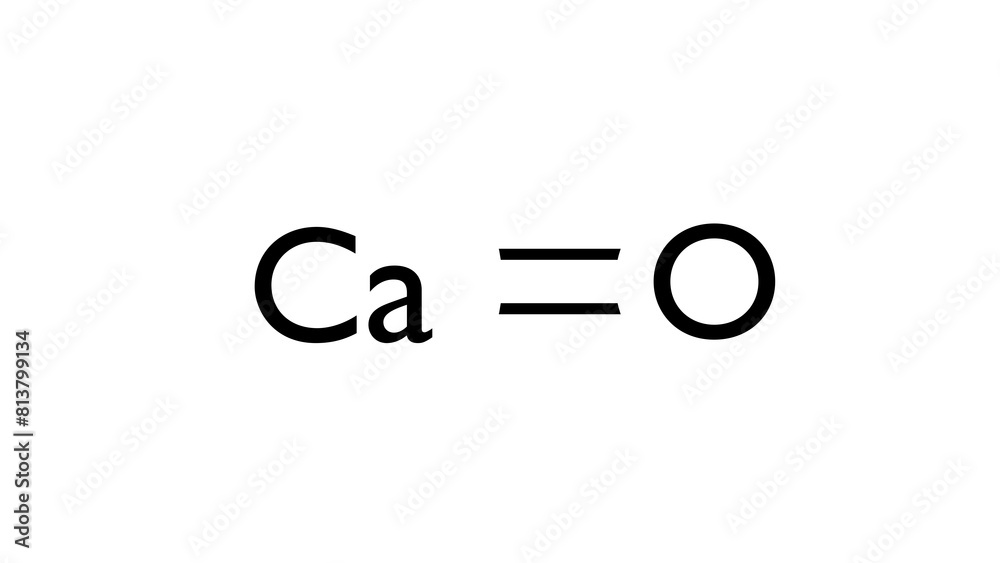 calcium oxide molecule, structural chemical formula, ball-and-stick ...