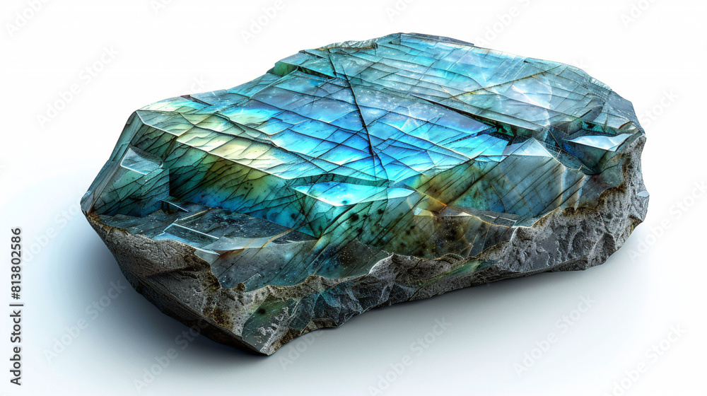 Labradorite digital art in 3D, showcasing a vibrant blue and green ...