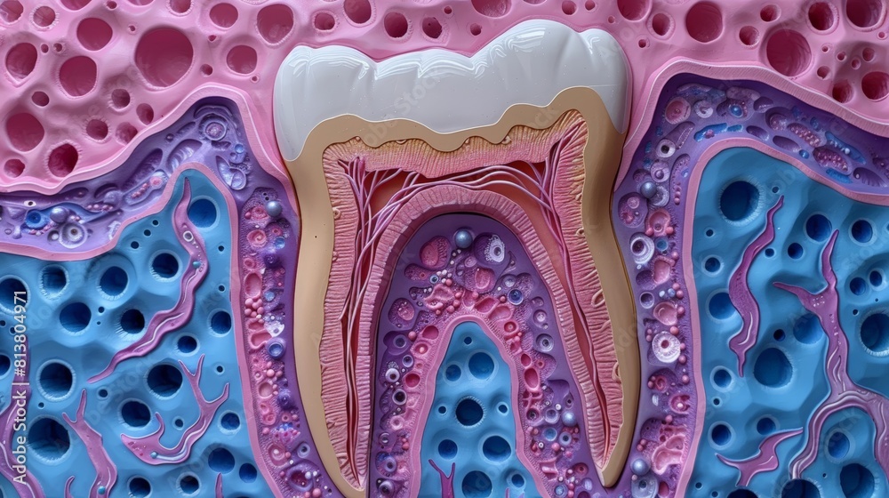 A detailed illustration of a tooth cross-section, Vivid cross-section ...