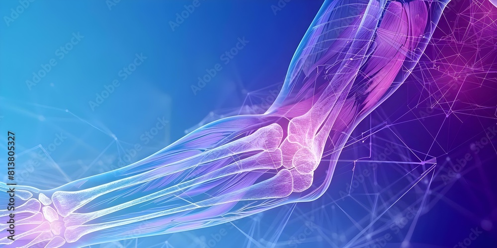 Elbow anatomy illustration on blue background. Concept Anatomy ...