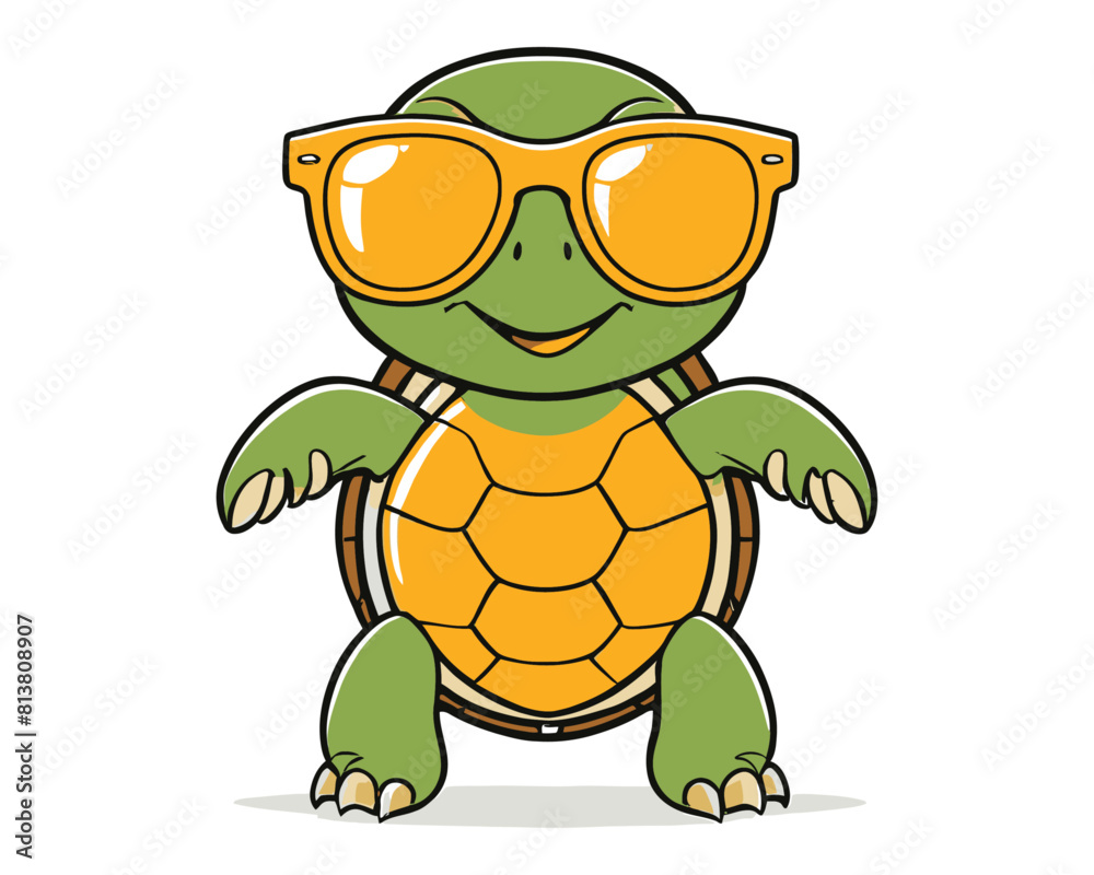 drawing of a turtle wearing sunglasses. cute and cool cartoon tortoise ...