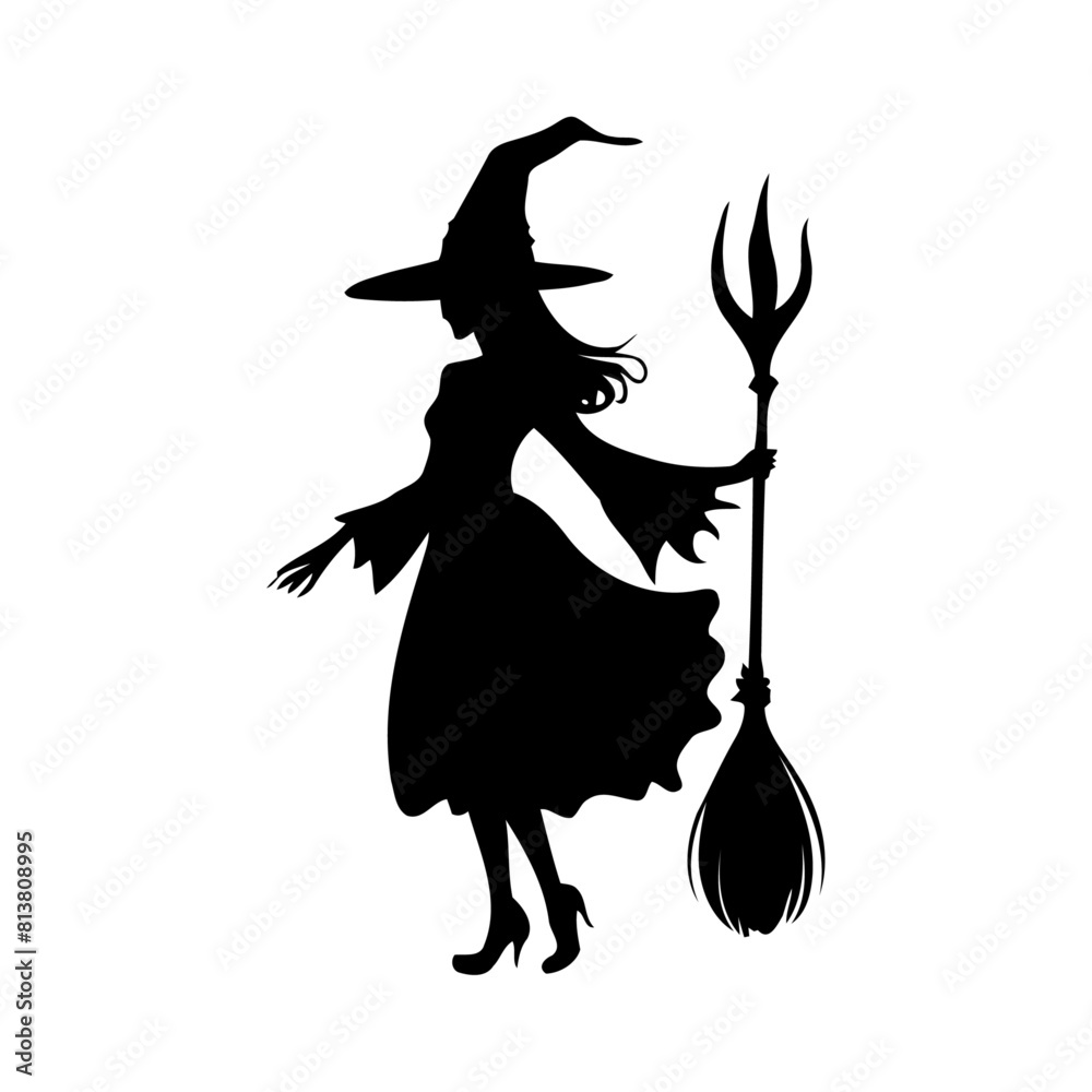 witches silhouettes vector illustration. mythical characters for ...