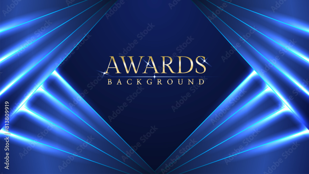 Dark blue luxury awards graphics background with light neon elegant ...