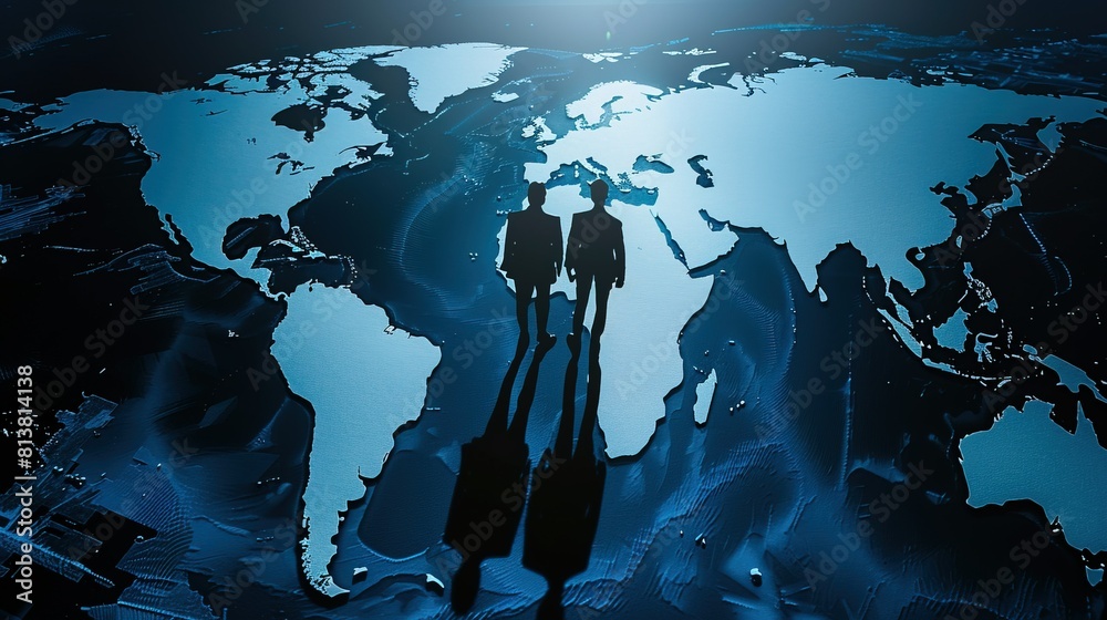 Investors' shadow play on world map, global market influences ...