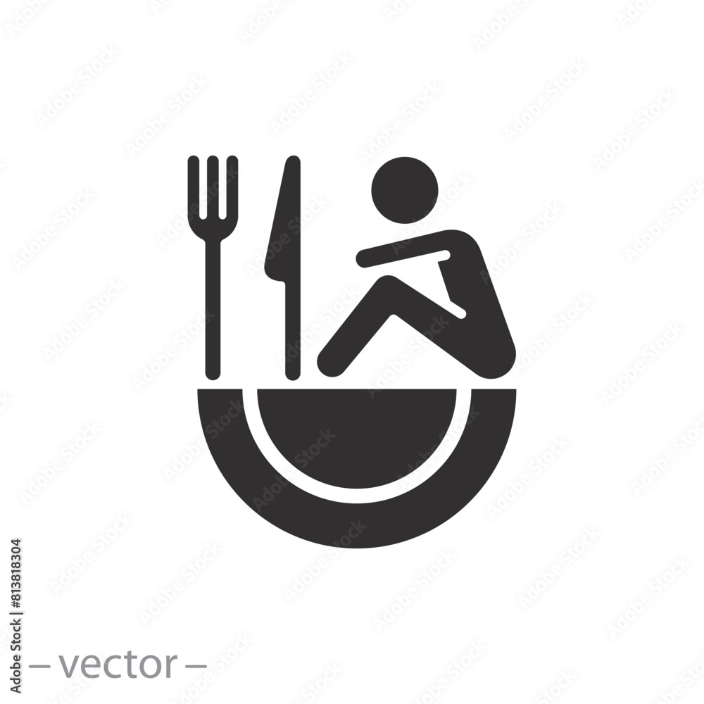 sitting hungry man icon, hunger percon, poverty concept, flat symbol on ...