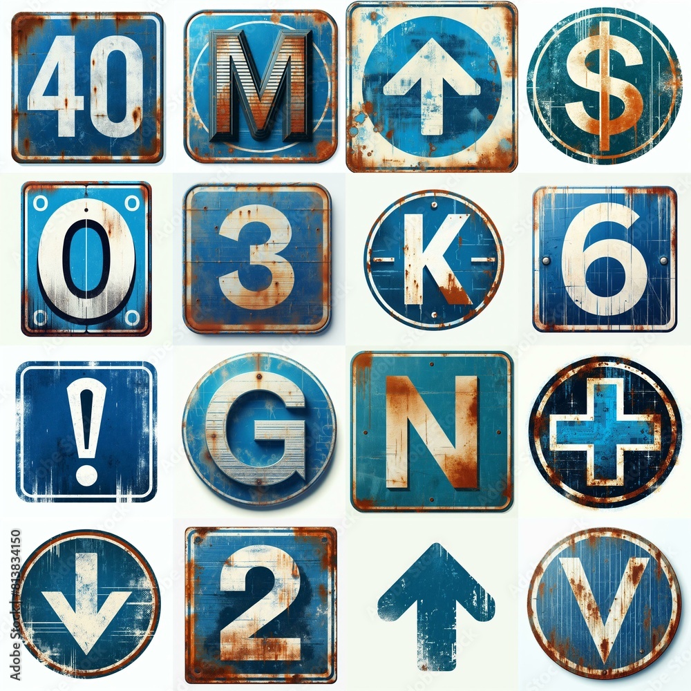 Road traffic sign Lettering Typeface. AI generated illustration Stock ...