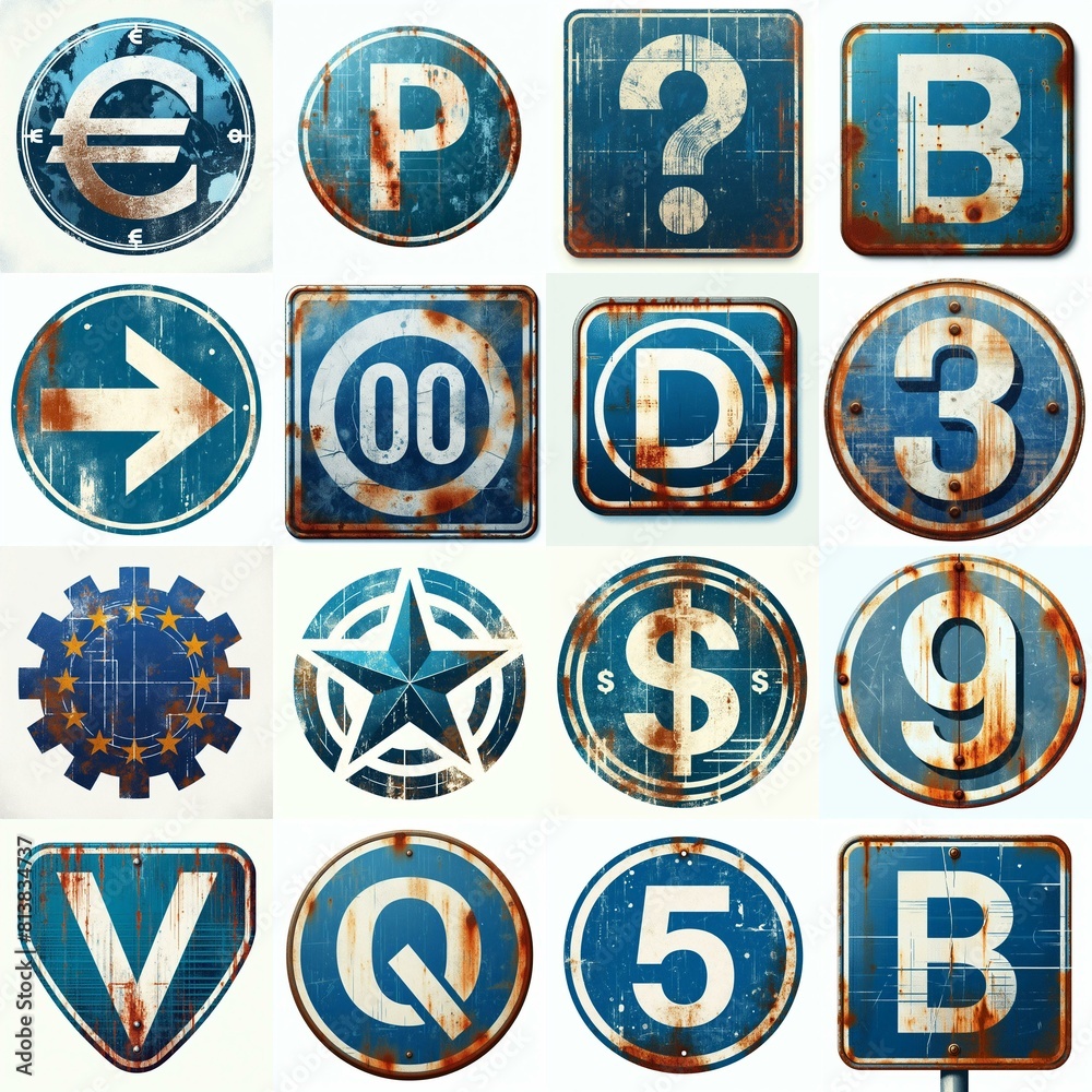 Road traffic sign Lettering Typeface. AI generated illustration Stock ...