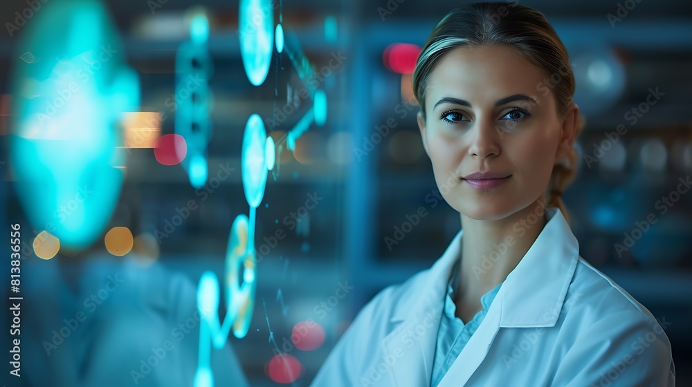 Female Nuclear Engineers Portrait with Nuclear Symbols, Nuclear ...