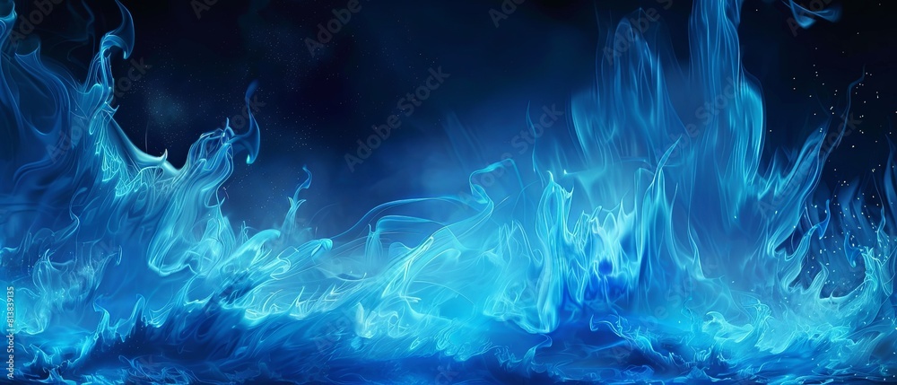 embers from a blue fire ,Fire blue flames on black background. Fire ...