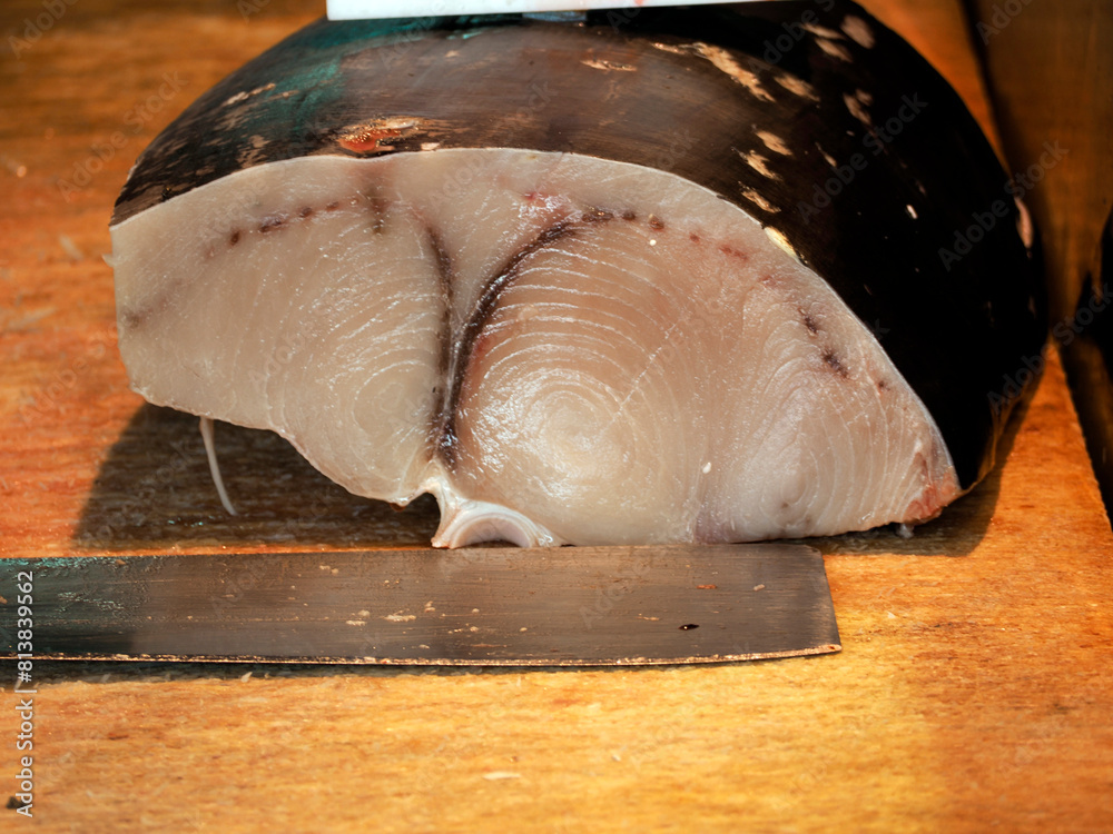 fresh swordfish seafood at Ortigia Syracuse sicily fish market Italy ...