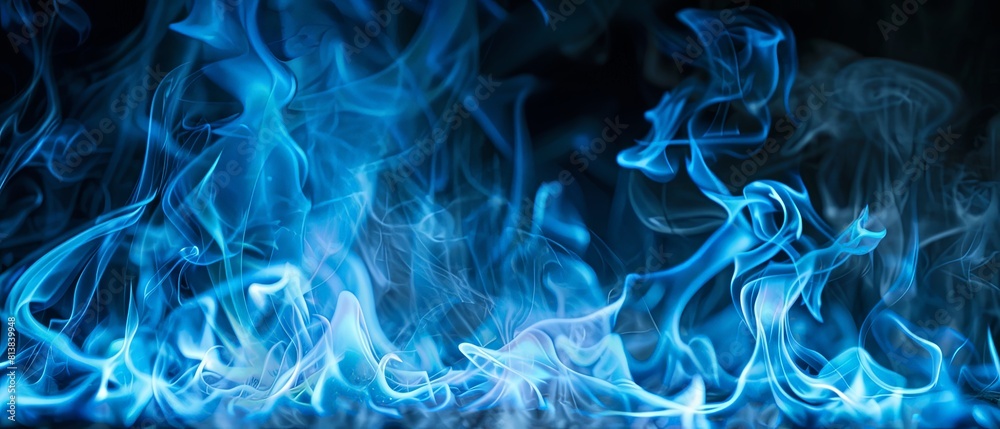 ภาพประกอบสต็อก embers from a blue fire ,Fire blue flames on black ...