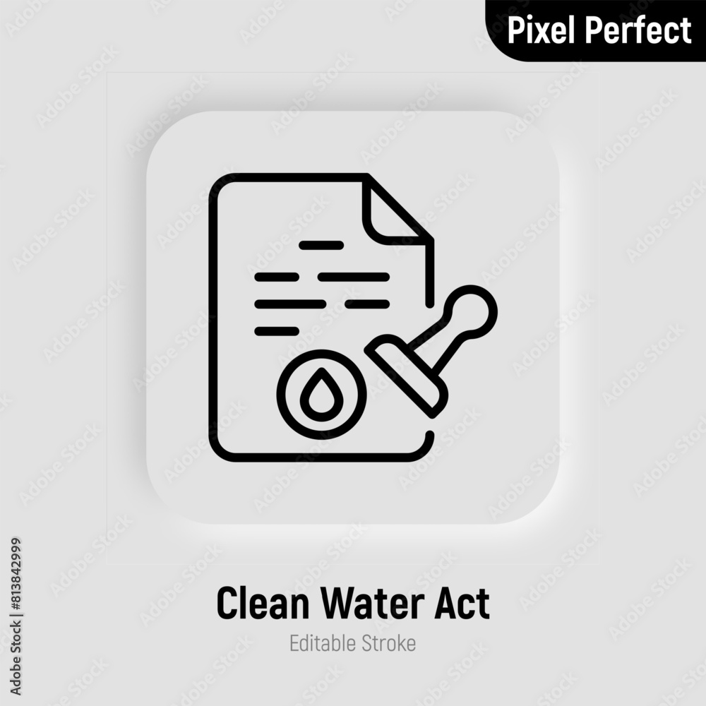 Vecteur Stock Clean water act thin line icon. Water treatment law ...