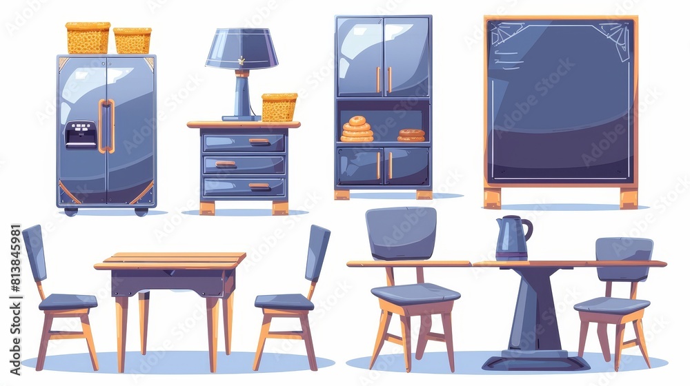 Office kitchen furniture cartoon image isolated on white background ...