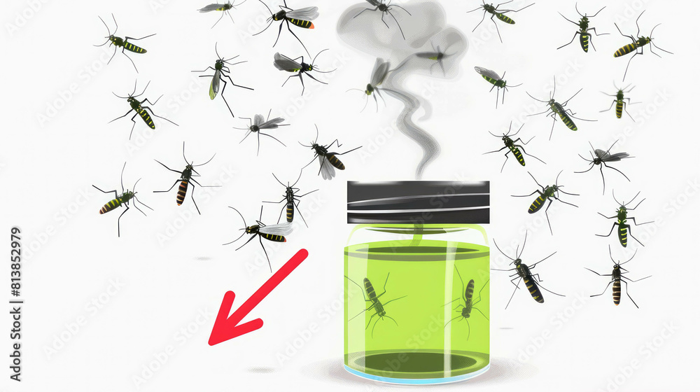 Toxic fumigation smoke escapes from a jar of green liquid ...