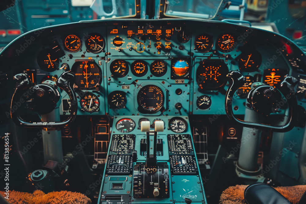 Experience the minimalist design of an airplane cockpit with a few ...