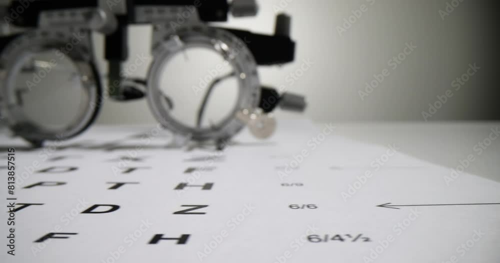 Checking the diagram of vision and trial frame with table ...