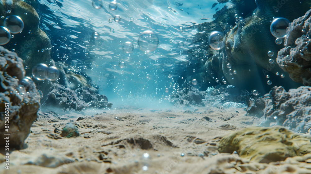 Coral bleaching by climate change. Dead and dying coral reef due to ...