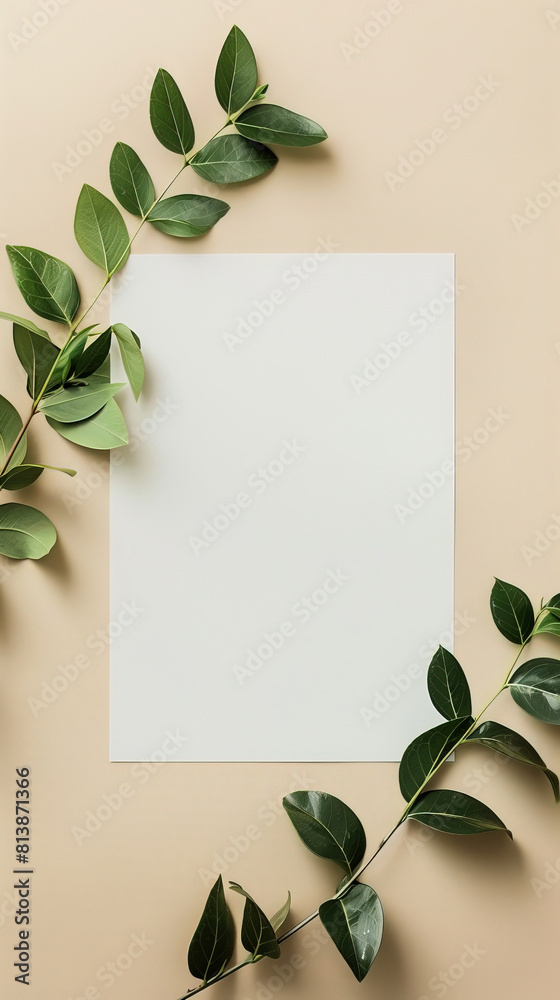 blank space background for text. blank note with leaf frame on light ...