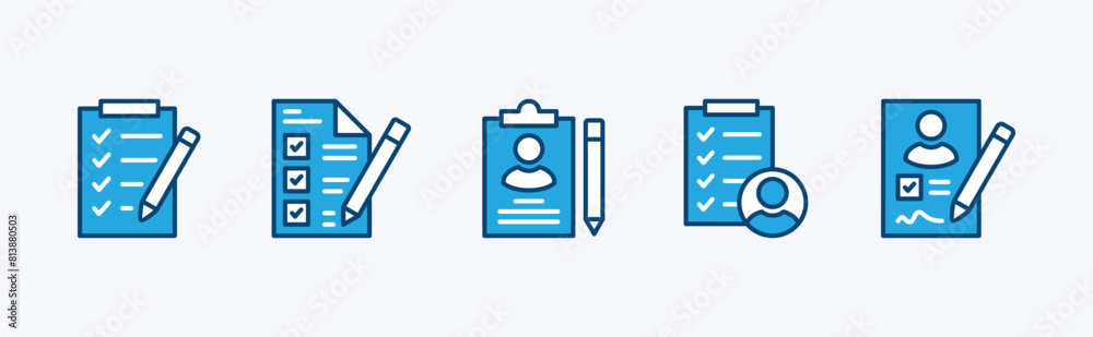 Set of guest list icon. Containing clipboard, registration, information ...