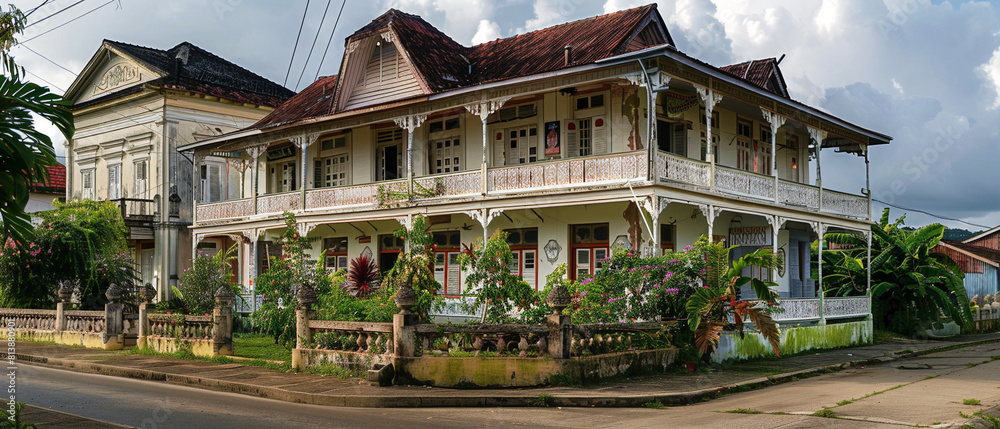 Beautiful historic Surinamese buildings with Dutch colonial ...