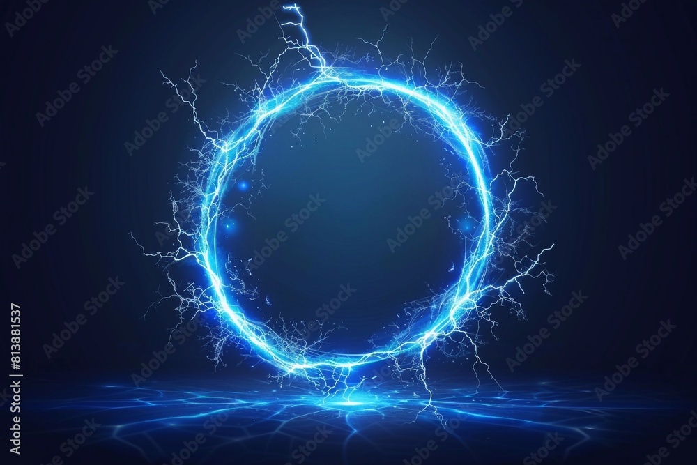 Abstract energy shock lightning ring frame special light effect on ...