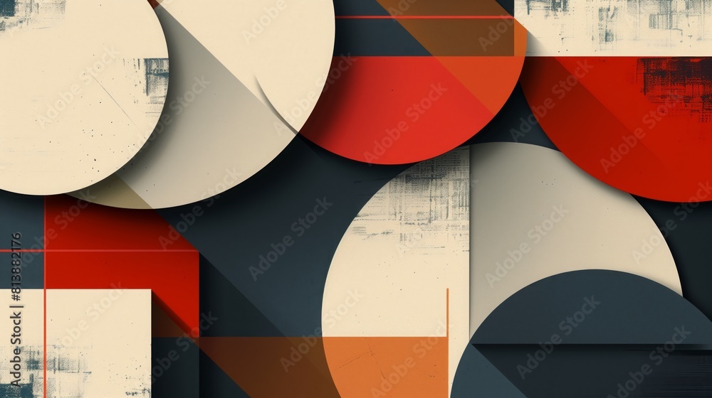 Geometric shapes in red, white, and blue colors create a dynamic abstract background Stock ...