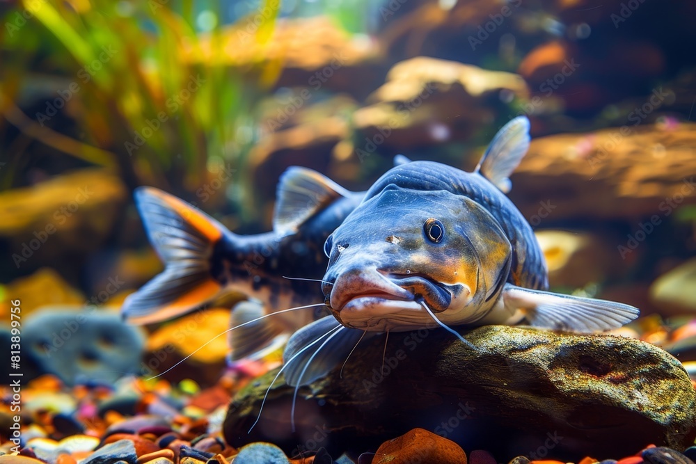 Catfish, Mud Cat, Polliwog, Chucklehead, Full Body Shot in a Colorful ...