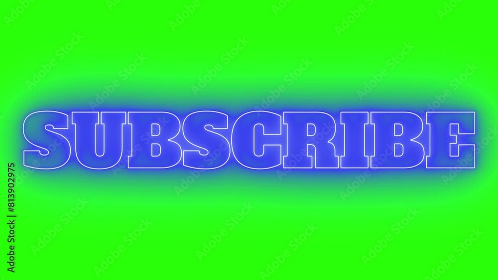 animation of the subscribe word in blue neon. suited for the video's ...