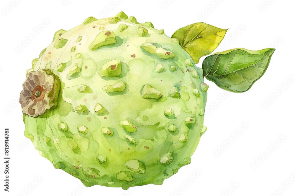 This is a photo of a soursop, also known as a graviola. watercolour PNG ...