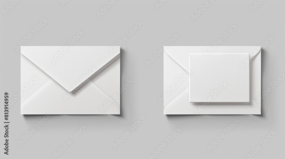 Modern realistic mockup of blank closed and open envelopes, letter ...