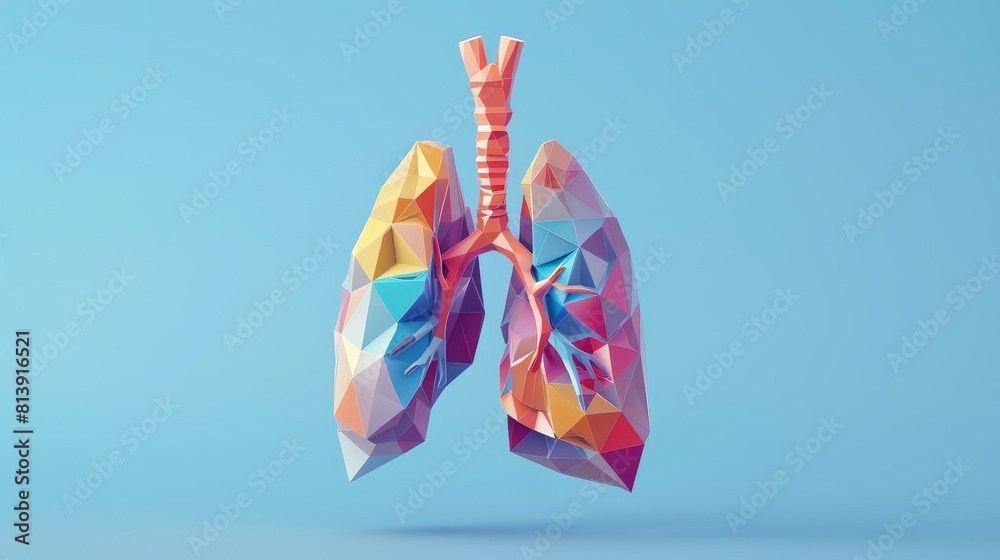 Low poly respiratory system flat design side view health education ...