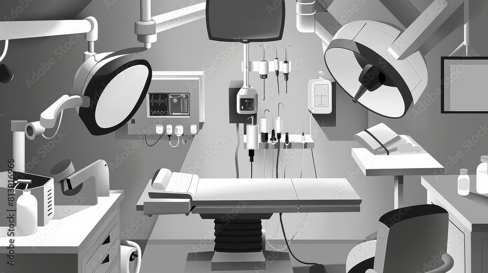 Automated surgical room flat design top view precision surgery theme ...