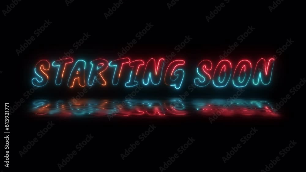 Stream starting soon neon text animation suitable for video live ...
