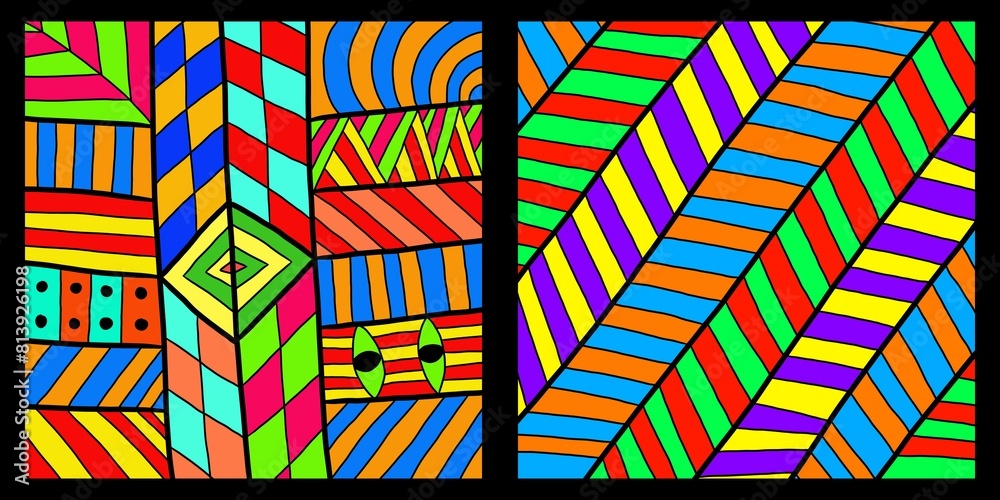 Colorful abstract and free hand pattern for decoration, background, and ...