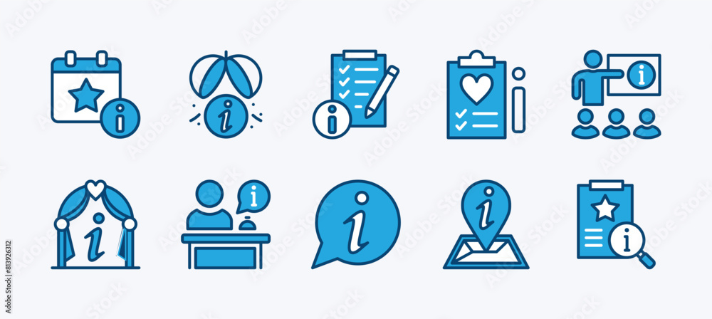 Set of event detail information icon. Containing date, schedule ...