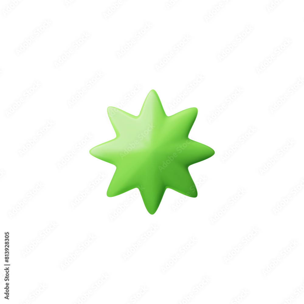 Green eight pointed star realistic 3D design, vector glossy badge, best ...