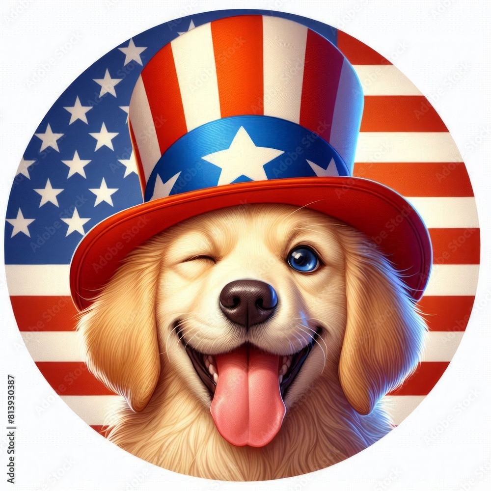 Labrador Retriever Dog 4th of July patriotic American flag Cartoon ...