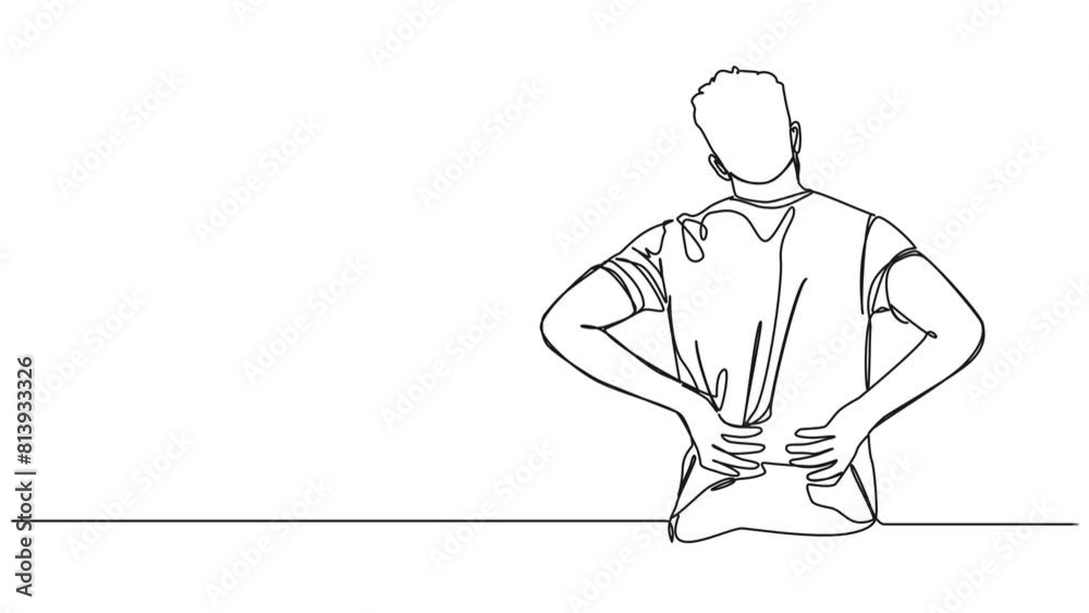 animated continuous single line drawing of man suffering from back pain ...