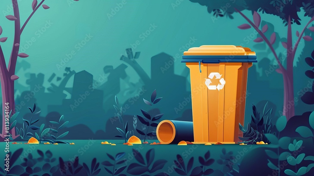 Compost bin in flat design side view organic waste management theme ...