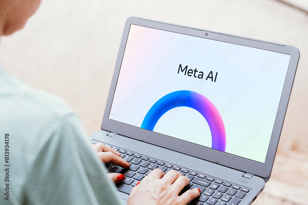 May 13, 2024, Brazil. In this photo illustration, the Meta AI logo is ...