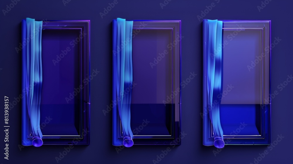 Three-dimensional bookmarks mockup with blue ribbon and banner ...