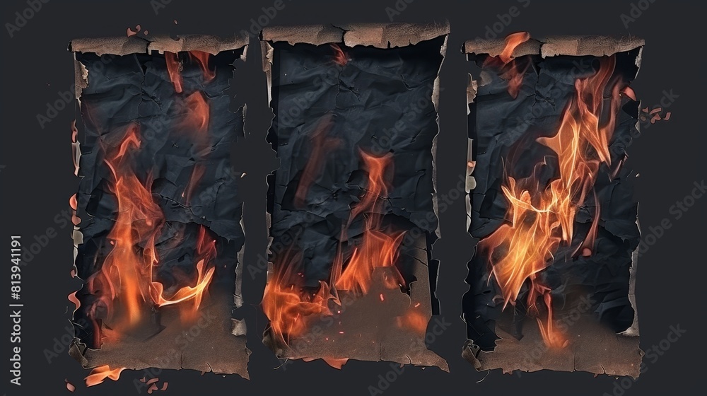 Stack of burning paper pngs isolated on transparent background ...