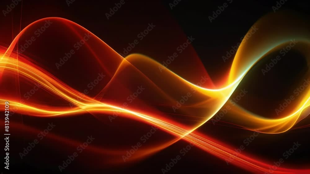 Red and orange colored wireframe sound waves, fire style, visualization ...
