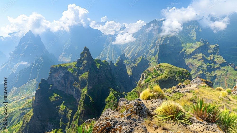 Panoramic view of the majestic Ribeira da Torre valley, featuring ...